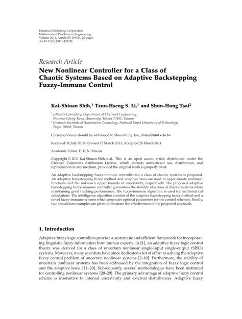 pdf new nonlinear controller for a class of chaotic systems based on