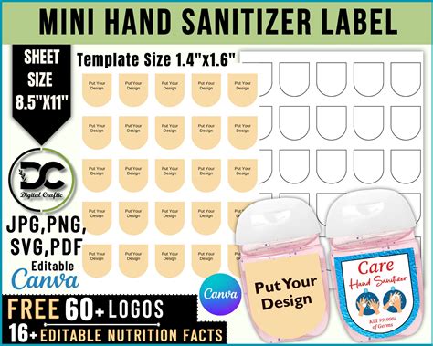 Mini Hand Sanitizer Label Template Hand Sanitize Label Template Hand