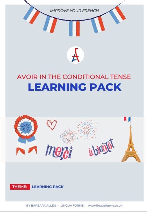 Avoir Conditional Tense Printable French Verb Workbook Flashcards