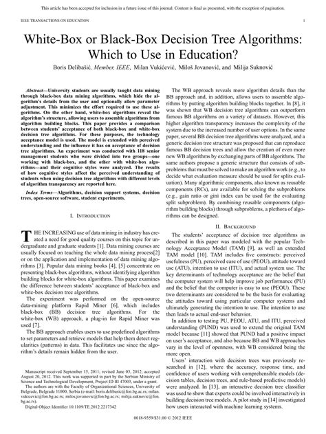 Pdf White Box Or Black Box Decision Tree Algorithms Which To Use In