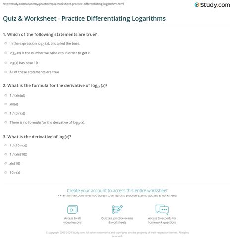 Logarithm Practice Worksheet Solved Ential And Logarithmic Functions