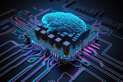 Premium Photo 3d Rendering Of Artificial Intelligence Hardware Concept Glowing Blue Brain