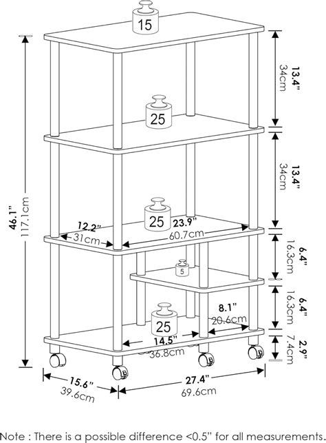 Furinno Turn N Tube Estante De Almacenamiento Multiusos De Niveles Sin Herramientas Con