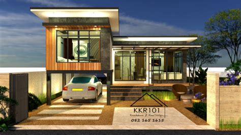 แบบบ้านน็อคดาวน์สไตล์โมเดิร์นลอฟท์ ออกแบบเพื่อความเป็นส่วนตัว 1 ห้องนอน 1 ห้องน้ำ พื้นที่ 96