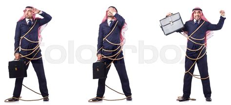 Arab Man Tied Up With Rope Stock Image Colourbox