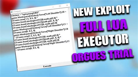 Full Free Lua Executor New Roblox Exploit Orgues Trial Patched Level 7 W Script Pack Youtube