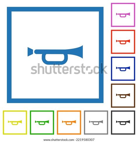 Horn Flat Color Icons Square Frames Stock Vector Royalty Free