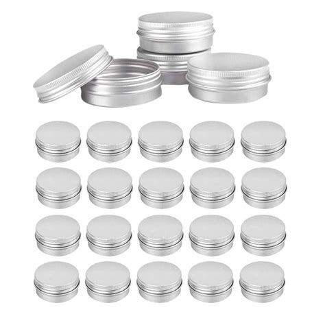 48 Pcs 1 Oz Tins Silver Aluminum Cans Screw Top Round With Lid