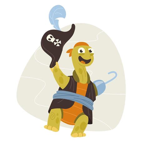 cartoon pirate turtle with hook and hat 50823063 vector art at vecteezy