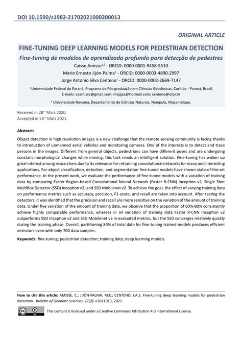 pdf fine tuning deep learning models for pedestrian detection