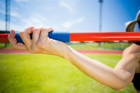 Female Athlete About To Throw A Javelin Stock Image Image Of Precision Olympics