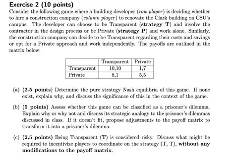 Solved Exercise 2 10 Points Consider The Following Game