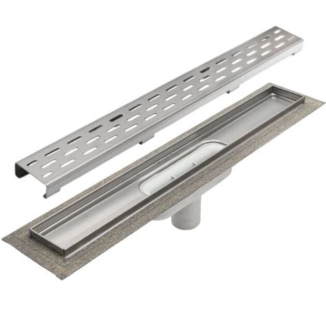 Линеен сифон за баня ф50мм 300 785мм долно оттичане с фланец за хидроизолация и неръждаема