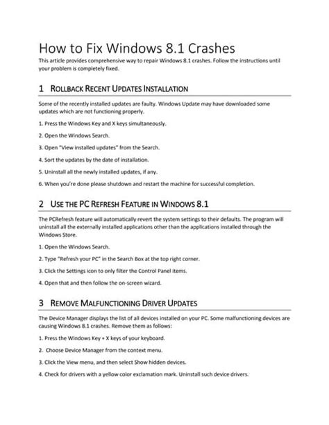 How To Fix Windows 8 Crashes Pdf