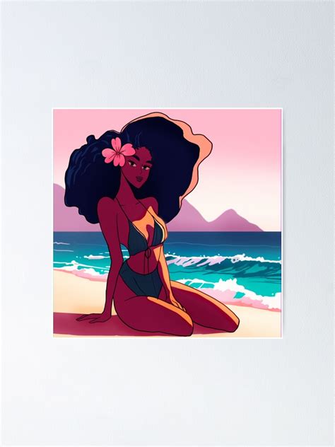 Vintage 90s Anime Swimsuit Girl On The Beach Poster For Sale By