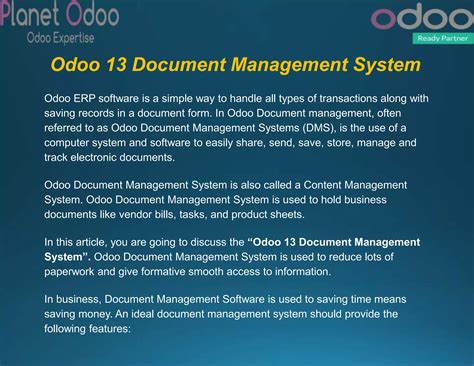 Odoo 13 Document Management System Pptx
