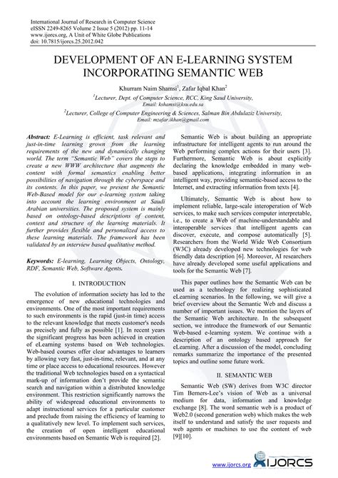 Development Of An E Learning System Incorporating Semantic Web Pdf