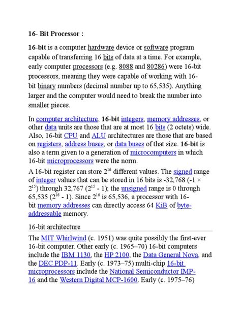 16 Bit 32 Bit Processor Pdf Central Processing Unit Electronic