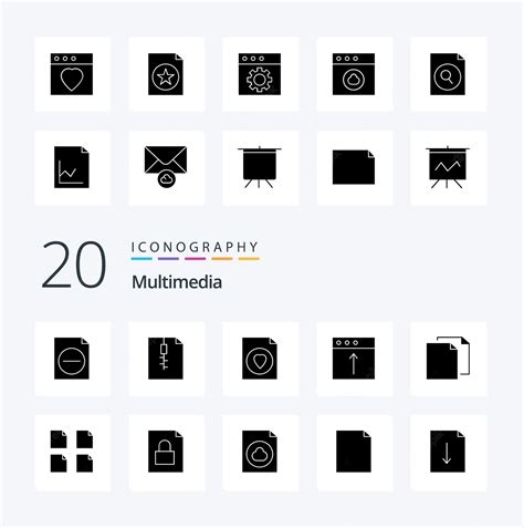 Premium Vector 20 Multimedia Solid Glyph Icon Pack Like Document Upload Mac Mac App