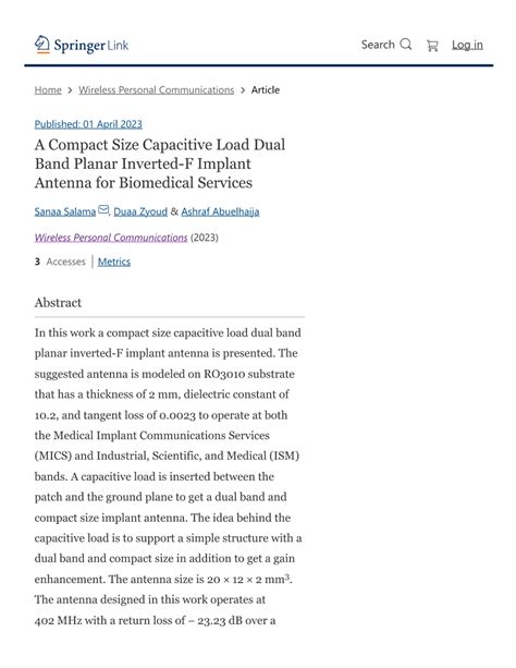 Pdf A Compact Size Capacitive Load Dual Band Planar Inverted F