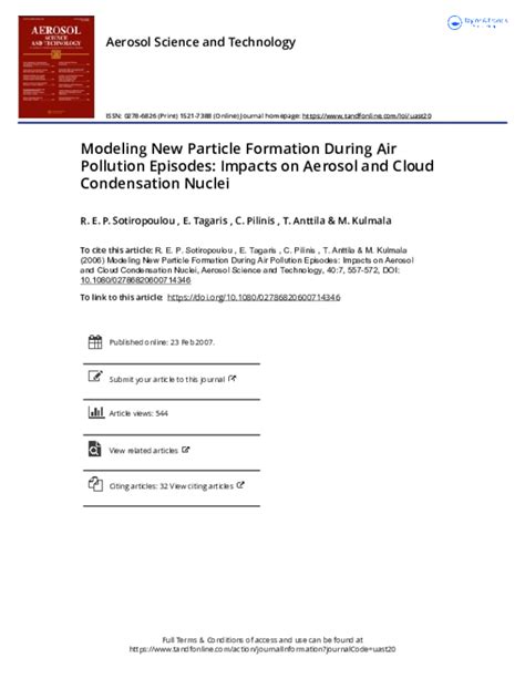 Pdf Modeling New Particle Formation During Air Pollution Episodes Impacts On Aerosol And