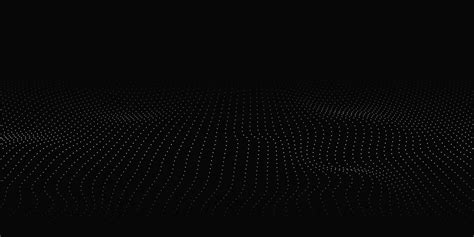 입자 흐름의 추상 디지털 파동 또는 움직이는 디지털 3d 파동 미래 기술 및 동적 흰색 입자가 있는 어두운 배경 벡터 그림 프리미엄 벡터