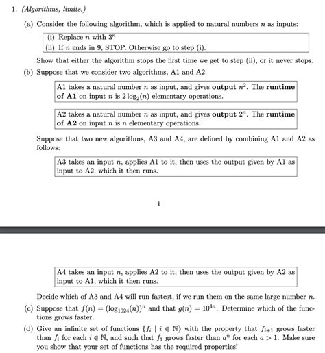 Solved Algorithms Limits A Consider The Following Chegg