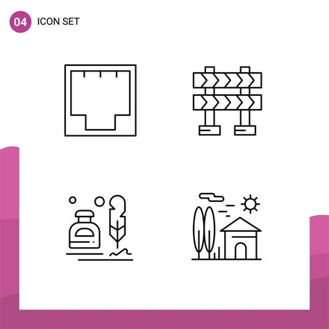 4 Line Concept For Websites Mobile And Apps Connection Erite Network Barrier Letter Editable