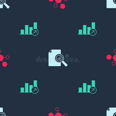 Set Mind Map Infographic Document With Chart And Financial Growth On Seamless Pattern Vector