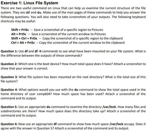 Solved Exercise 1 Linux File System There Are Two Useful