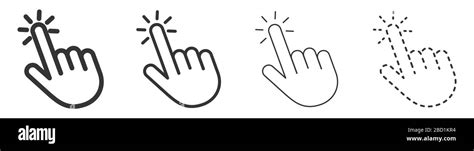 Hand Cursor Icons Set Touch Vector Icons Hand Click Linear Icons Stock Vector Image Art Alamy