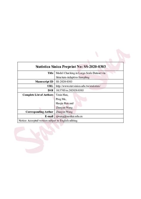 Pdf Model Checking In Large Scale Dataset Via Structure Adaptive Sampling