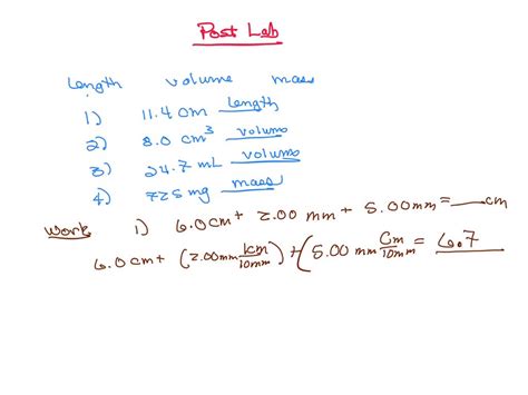 SOLVED Post LAB Indicate Whether Each Measurement Is Of Length Volume Nass Cm Is