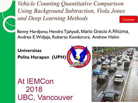 Pdf Vehicle Counting Quantitative Comparison Using Background Subtraction Viola Jones And