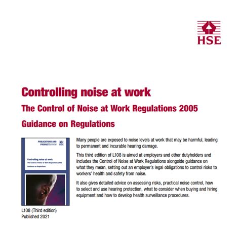 Controlling Noise At Work L108 Updated Edition Published Institute Of Acoustics