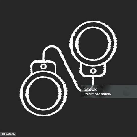 검은 배경에 범죄 드라마 분필 흰색 아이콘 인기있는 영화 장르 일반적인 영화 카테고리 형사 미스터리 법적 범죄 수사 수갑 격리 벡터 칠판 일러스트 Criminal