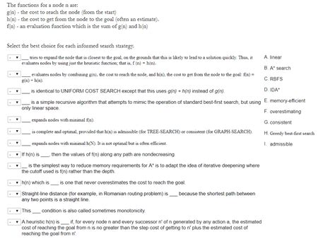 Solved The Functions For A Node N Are Gn The Cost To