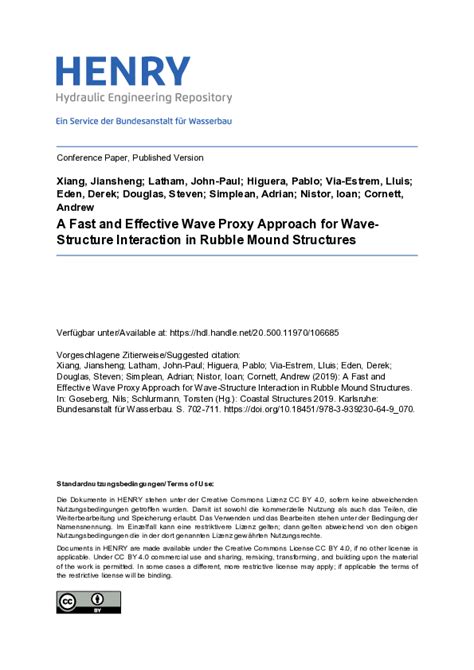 Pdf A Fast And Effective Wave Proxy Approach For Wave Structure Interaction In Rubble Mound