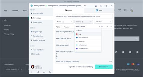 Use The Dockable Netlify Drawer To Collaborate And File Issues On Deploy Previews