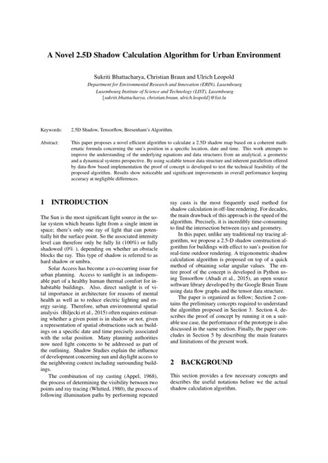 pdf a novel 2 5d shadow calculation algorithm for urban environment