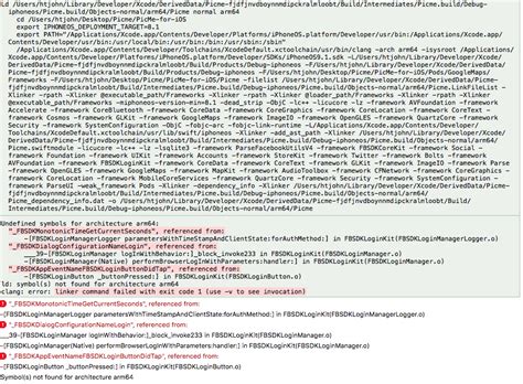 ios undefined symbols for architecture armv7 for fbsdklogincore