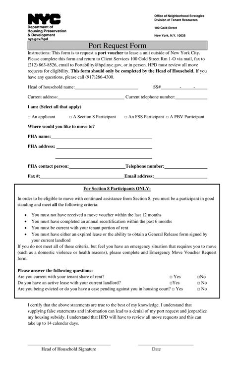 New York City Port Request Form Fill Out Sign Online And Download