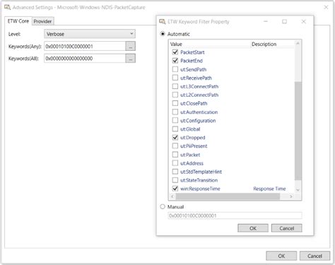 System ETW Provider Event Keyword Level Settings Message Analyzer