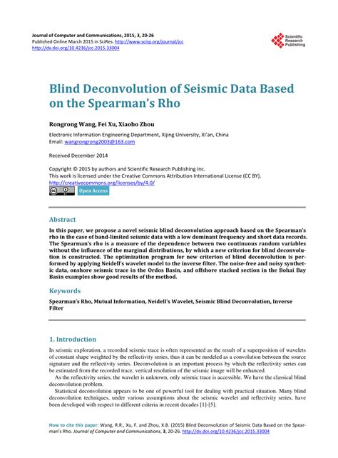 Pdf Blind Deconvolution Of Seismic Data Based On The Spearmans Rho