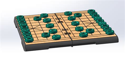 中国象棋（可折叠棋盘）solidworks 2019模型图纸下载 懒石网