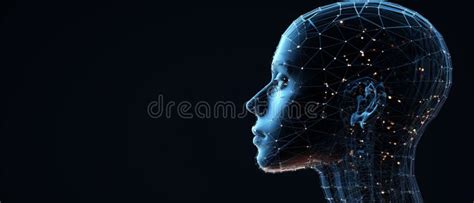 Artificial Intelligence Humanoid Head With Neural Network Ai Head With Wire Mesh Learning