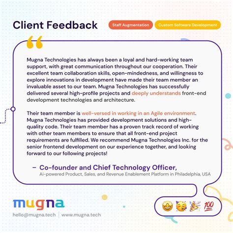 Mugna Tech On Linkedin Clientfeedback Mugnatech Staffaugmentation Customsoftwaredevelopment