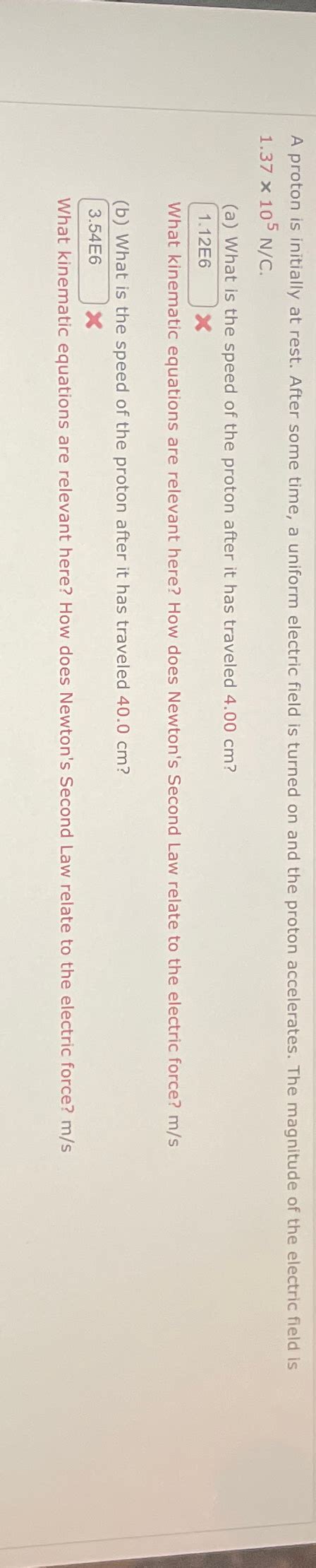 Solved A Proton Is Initially At Rest After Some Time A Chegg Com