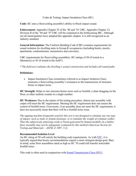 IIC STC Sound Insulation Codes Testing Explained
