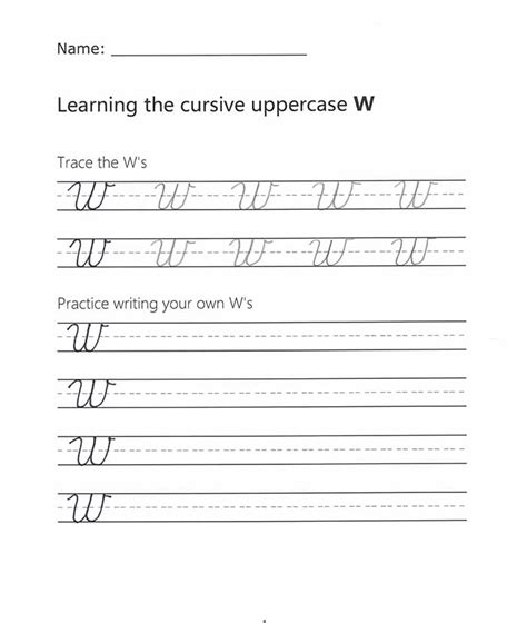 Printable Cursive W Uppercase Free Download And Print For You